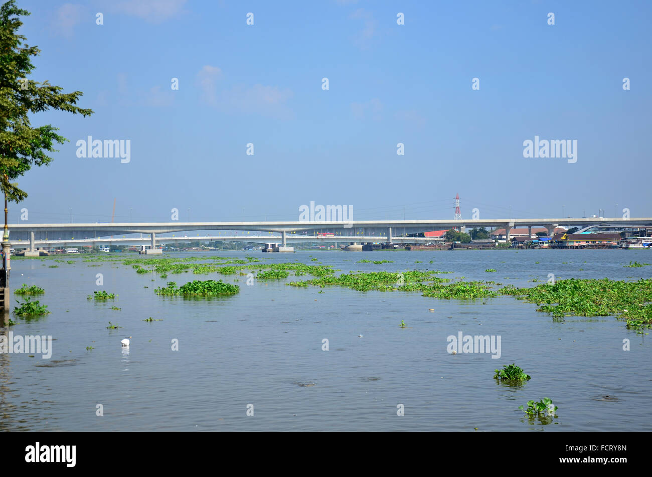 Bridge and Movement of Chao phraya river at Nonthaburi, Thailand Stock ...