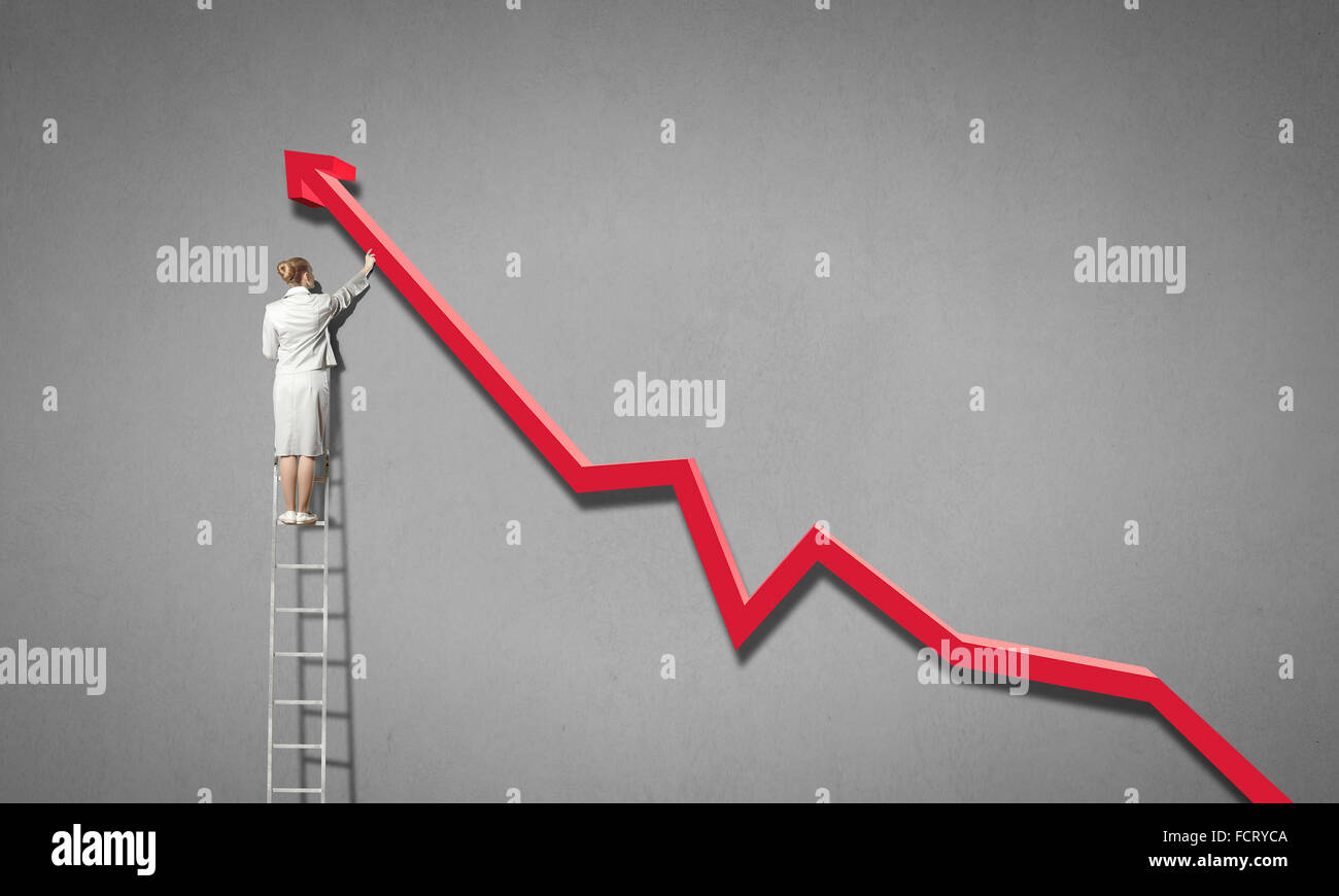 Woman reaching ladder rear view hi-res stock photography and images - Alamy