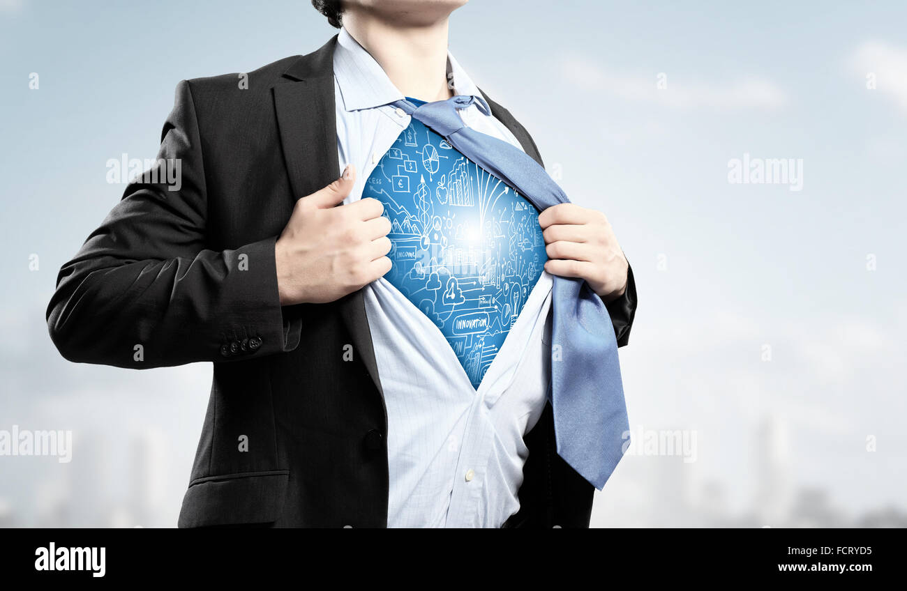 Young businessman opening chest hi-res stock photography and images - Alamy