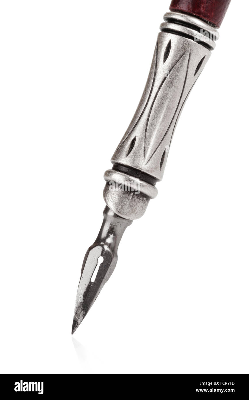 Retro ink pen isolated on white background Stock Photo - Alamy