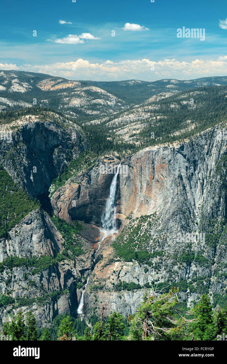 Yosemite mountain ridge with waterfall Stock Photo - Alamy