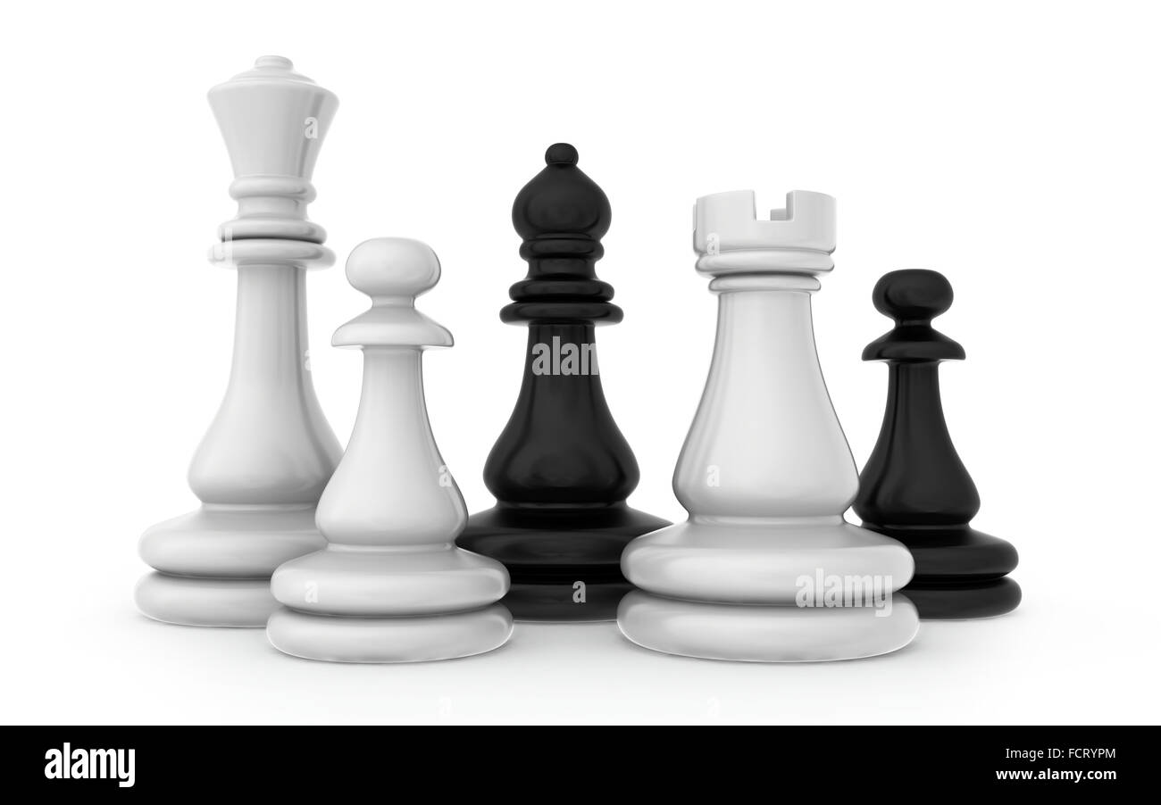 The composition of the chess pieces isolated on white background Stock ...