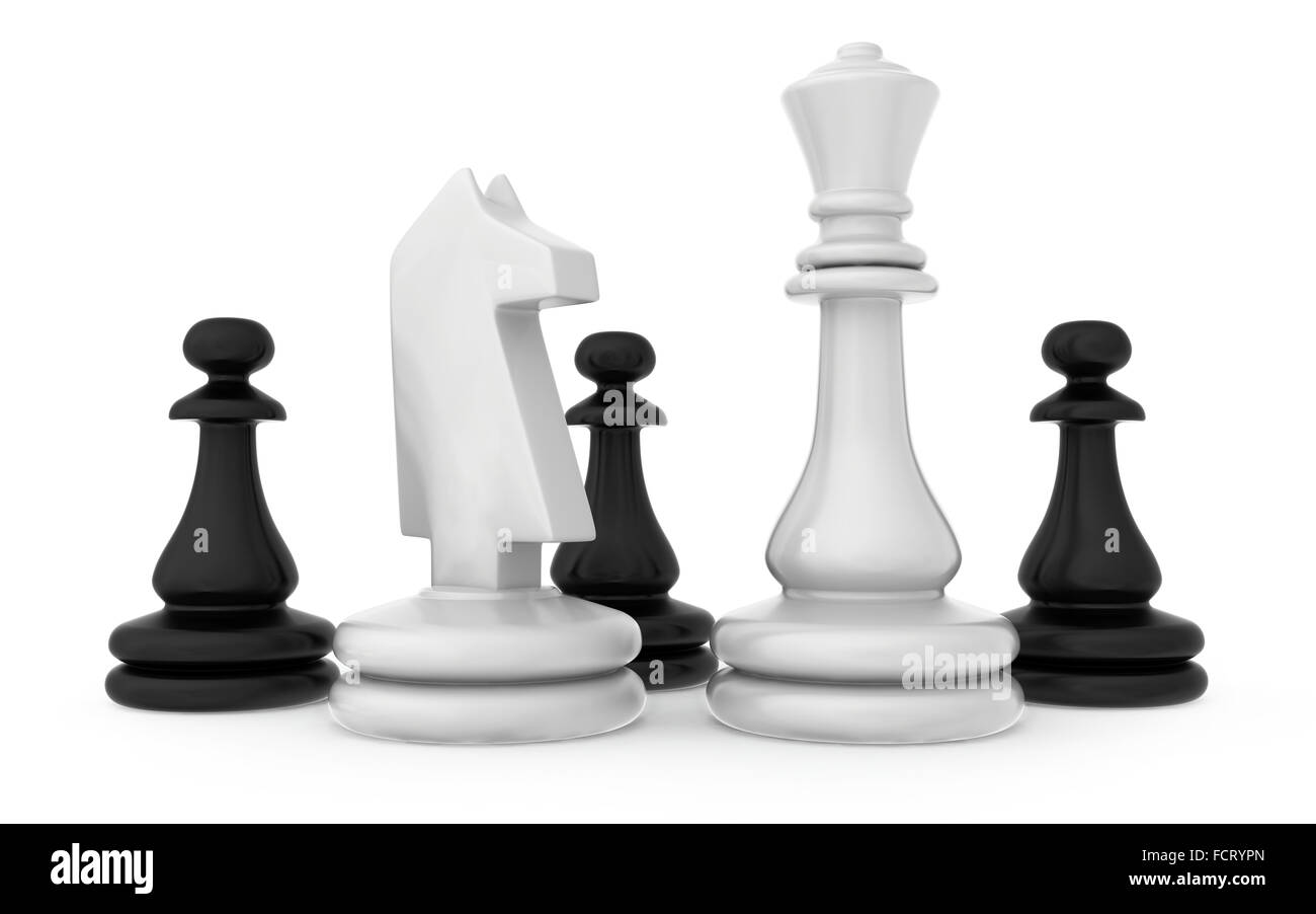 The composition of the chess pieces isolated on white background Stock ...