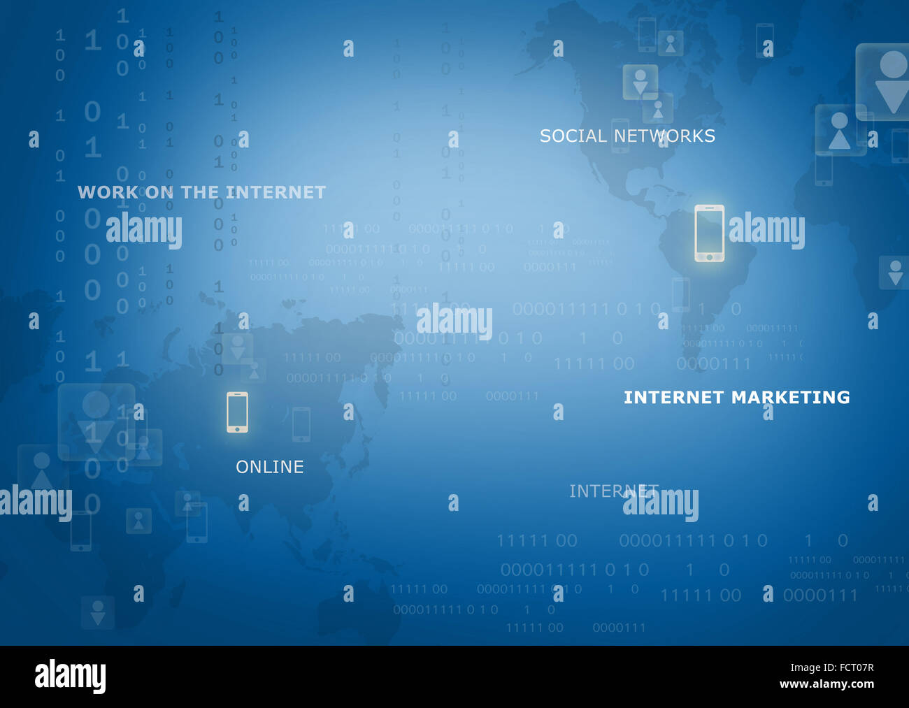 background with world map and mobile phone icon Stock Photo - Alamy