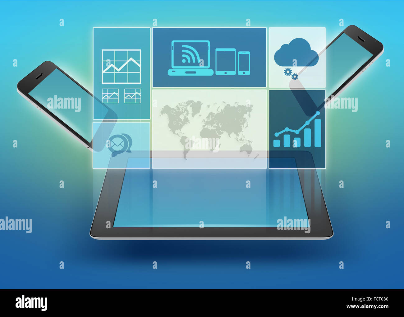 graphics, icons to the tablet and phone Stock Photo - Alamy