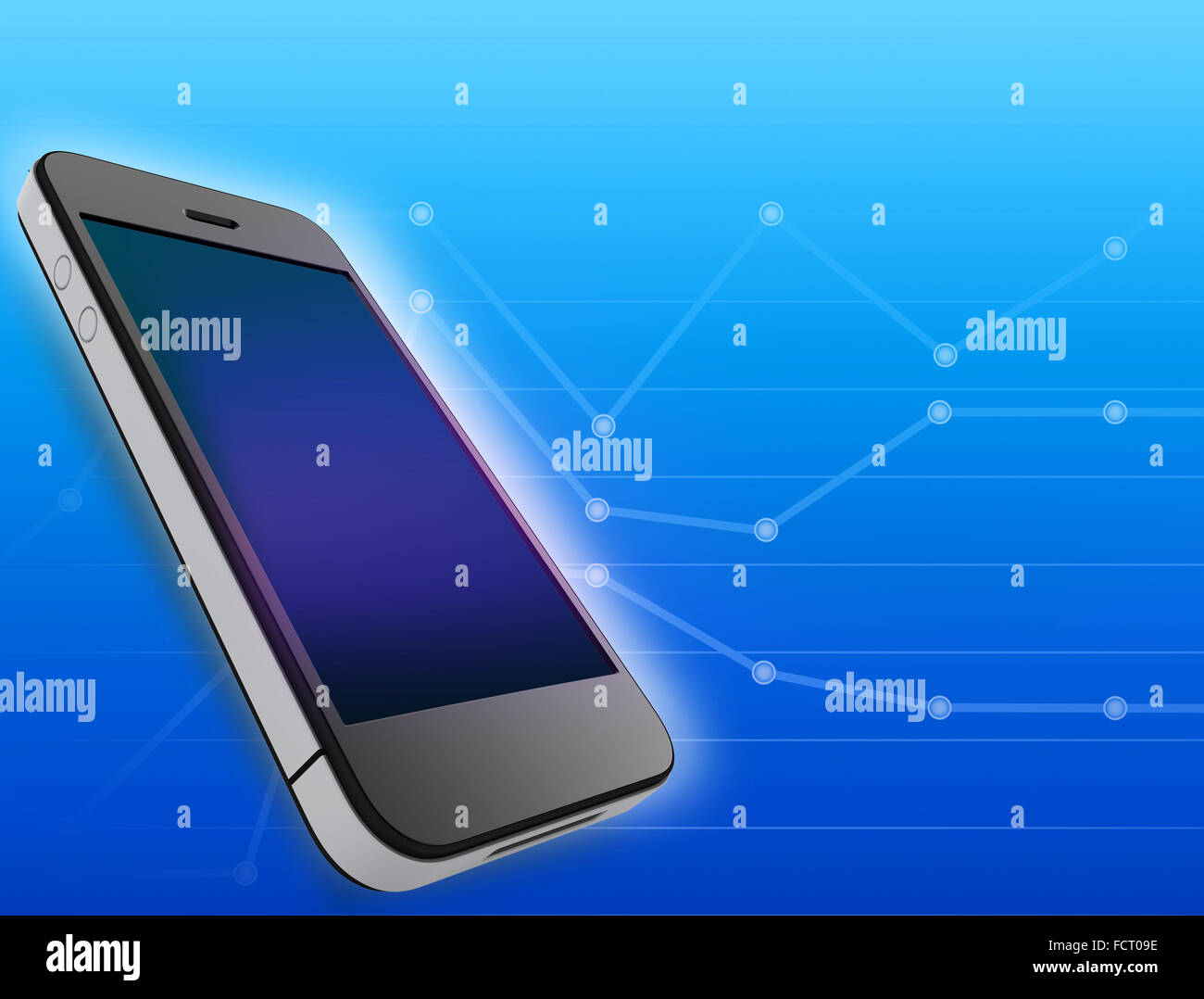mobile phone on abstract graphs with points Stock Photo - Alamy
