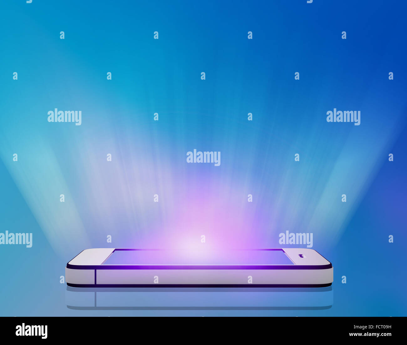 mobile phone beams and projecting from the screen Stock Photo - Alamy