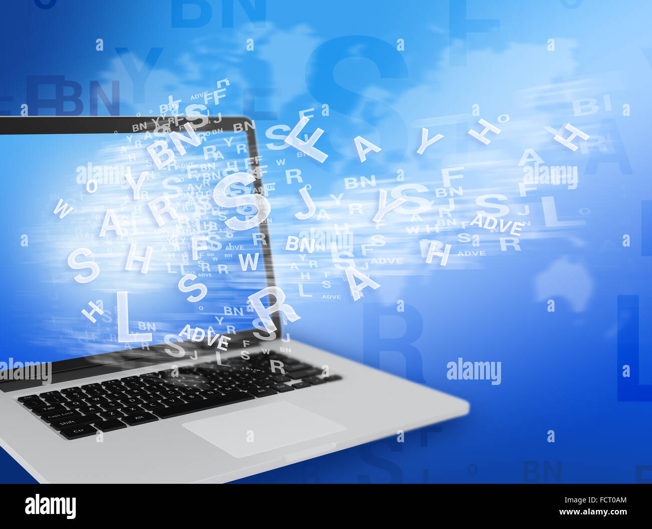 letters and symbols emitted from the computer screen Stock Photo - Alamy
