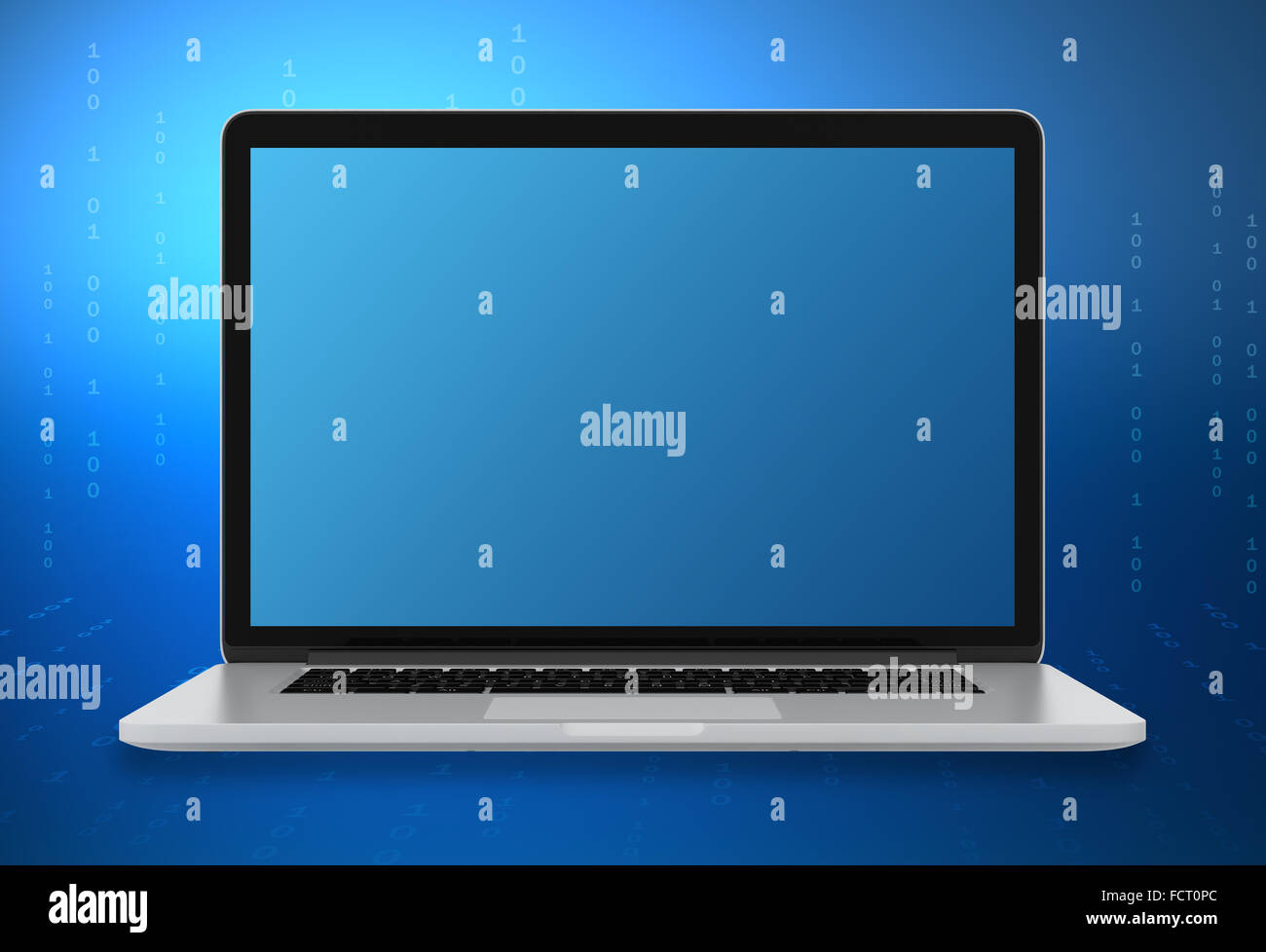 illustration of laptop on a blue background with numbers Stock Photo ...