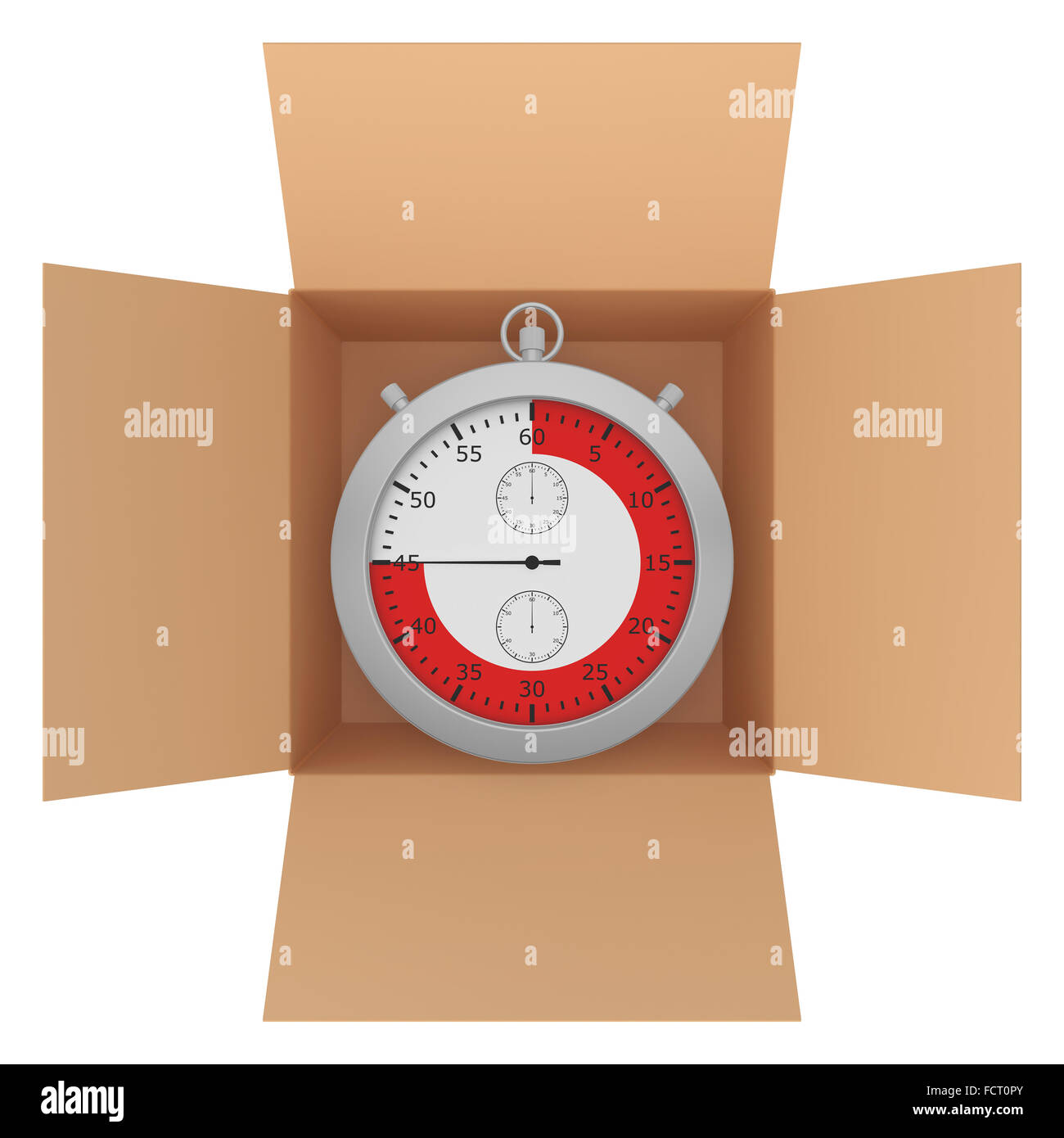 Metal stopwatch with red line inside a cardboard box Stock Photo - Alamy