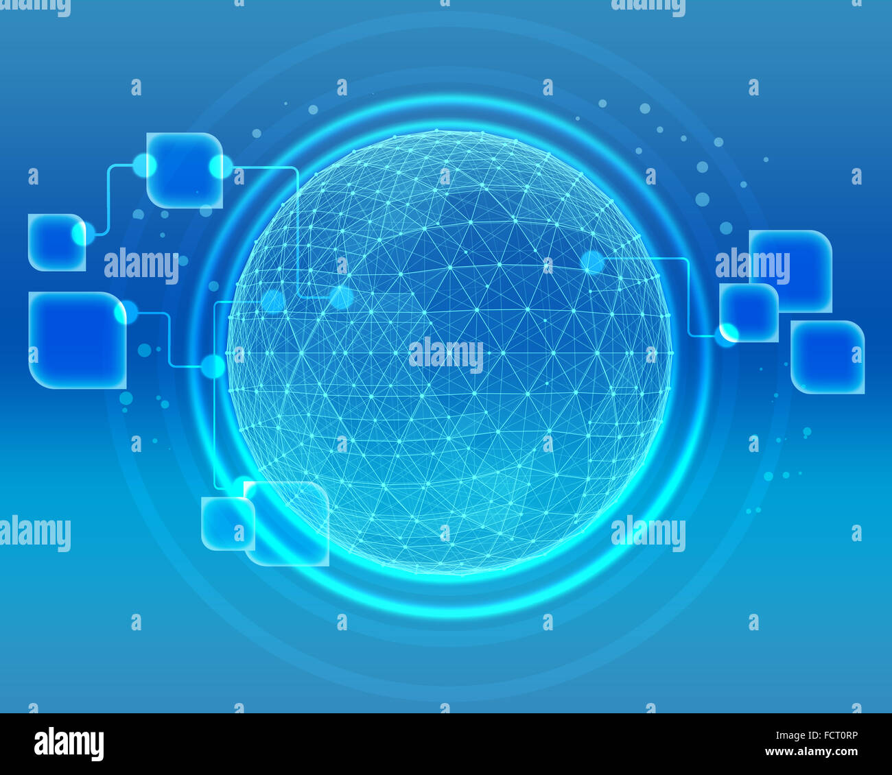 Abstract world map of the global telecommunications network Stock Photo ...
