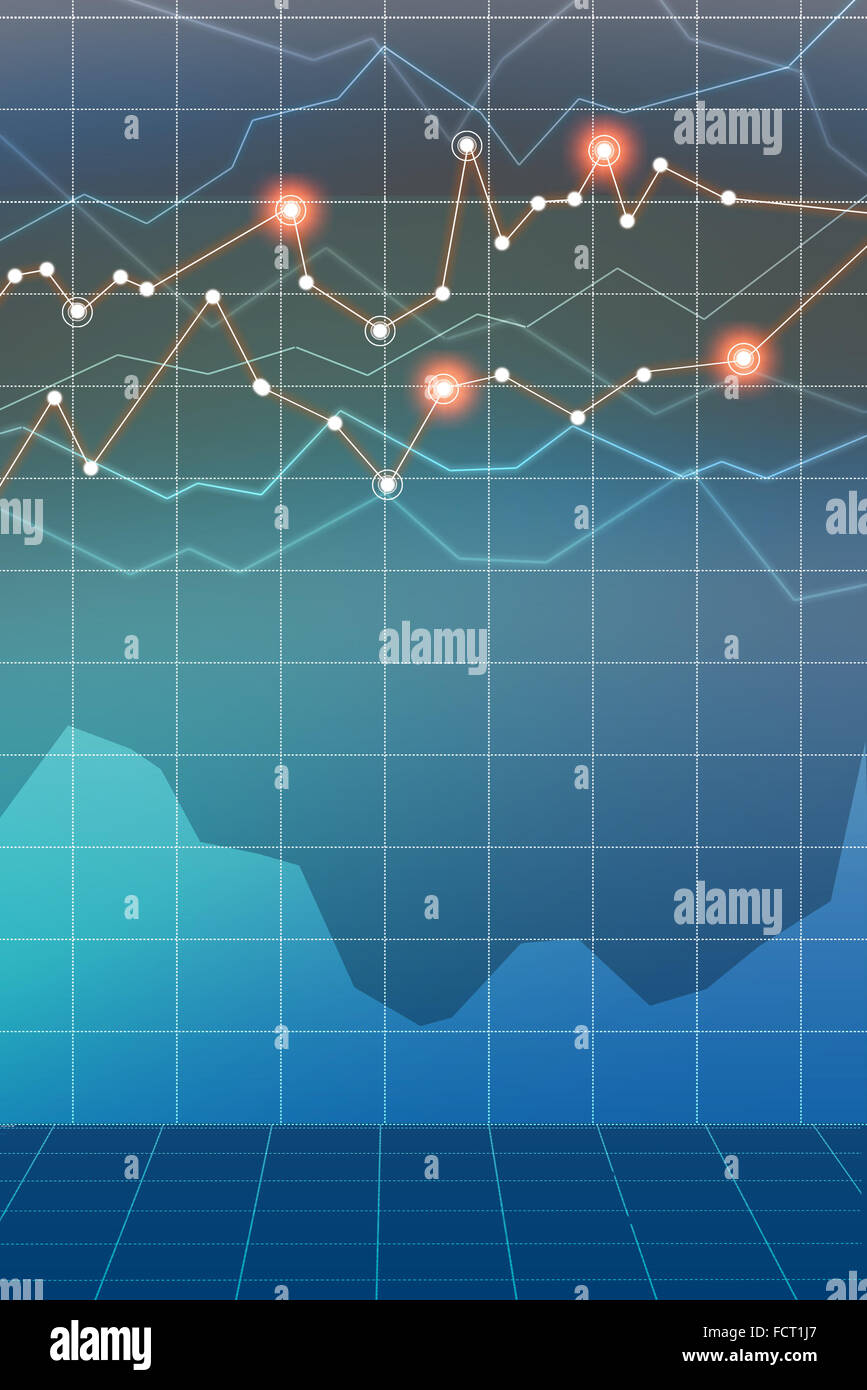 abstract graph on the grid with points of light Stock Photo - Alamy