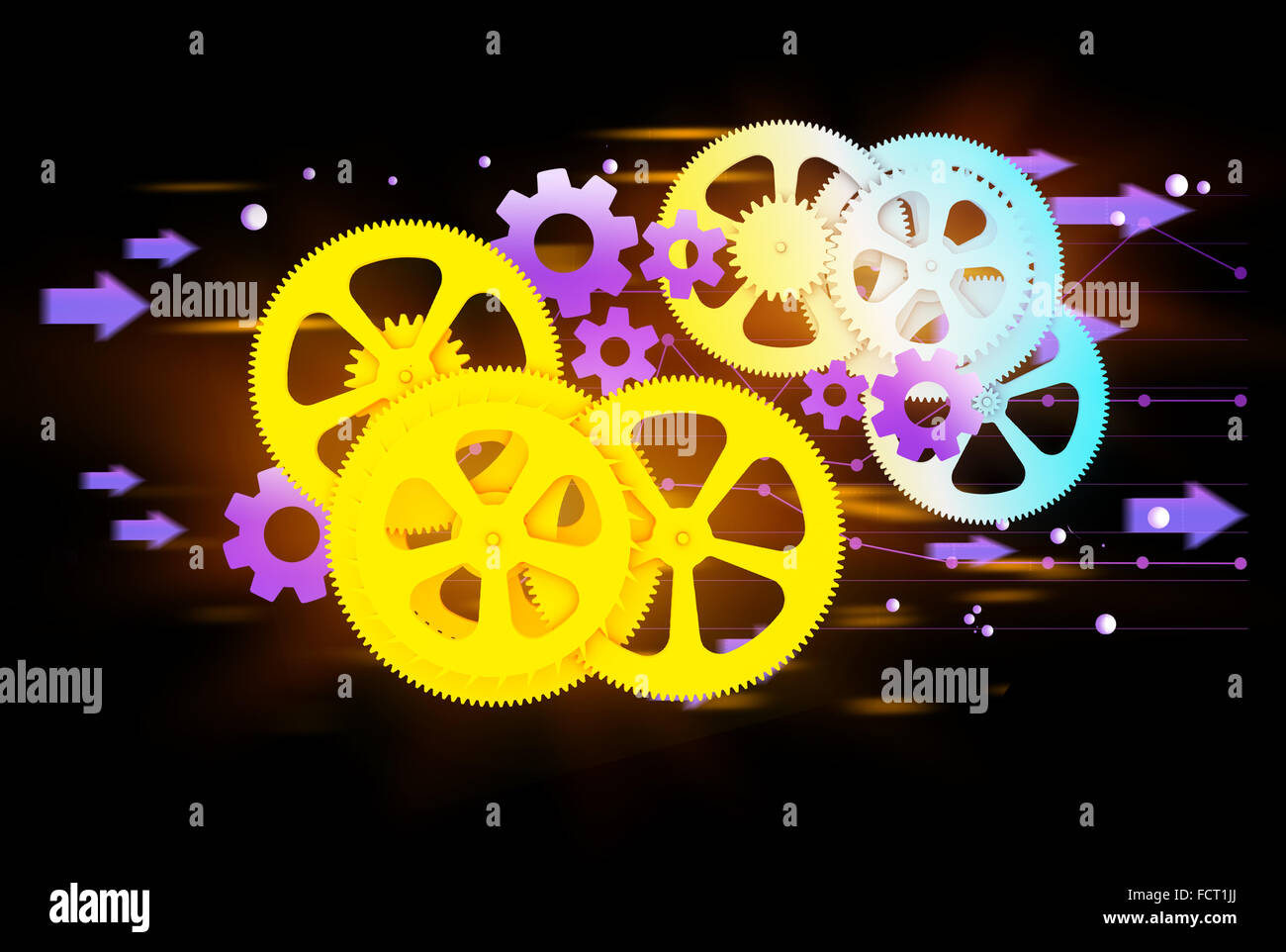 colorful gears and cog wheel on a dark background Stock Photo - Alamy