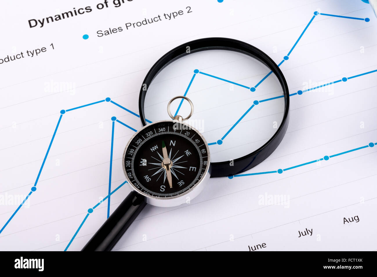 Magnifying glass chart arrow hi-res stock photography and images - Alamy