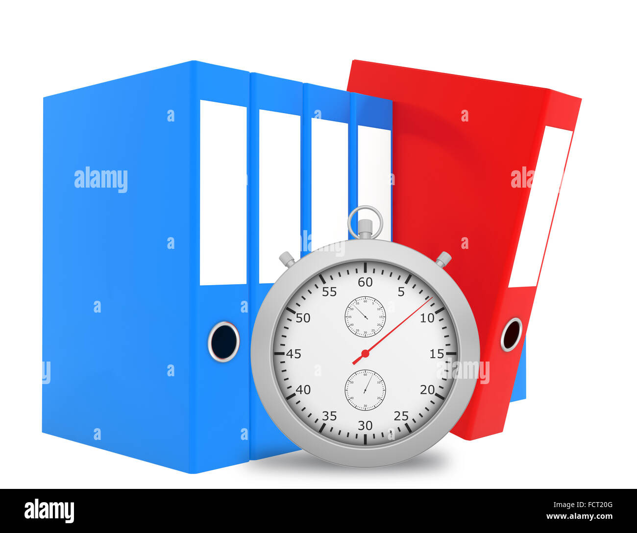 Office blank folder with stopwatch in front. White background Stock ...