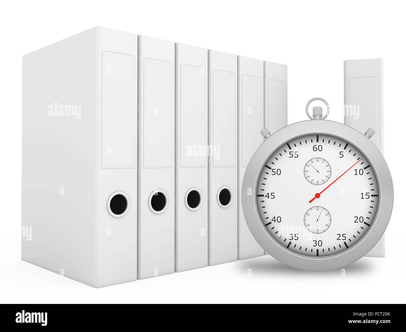 Office blank folder with stopwatch in front. White background Stock ...