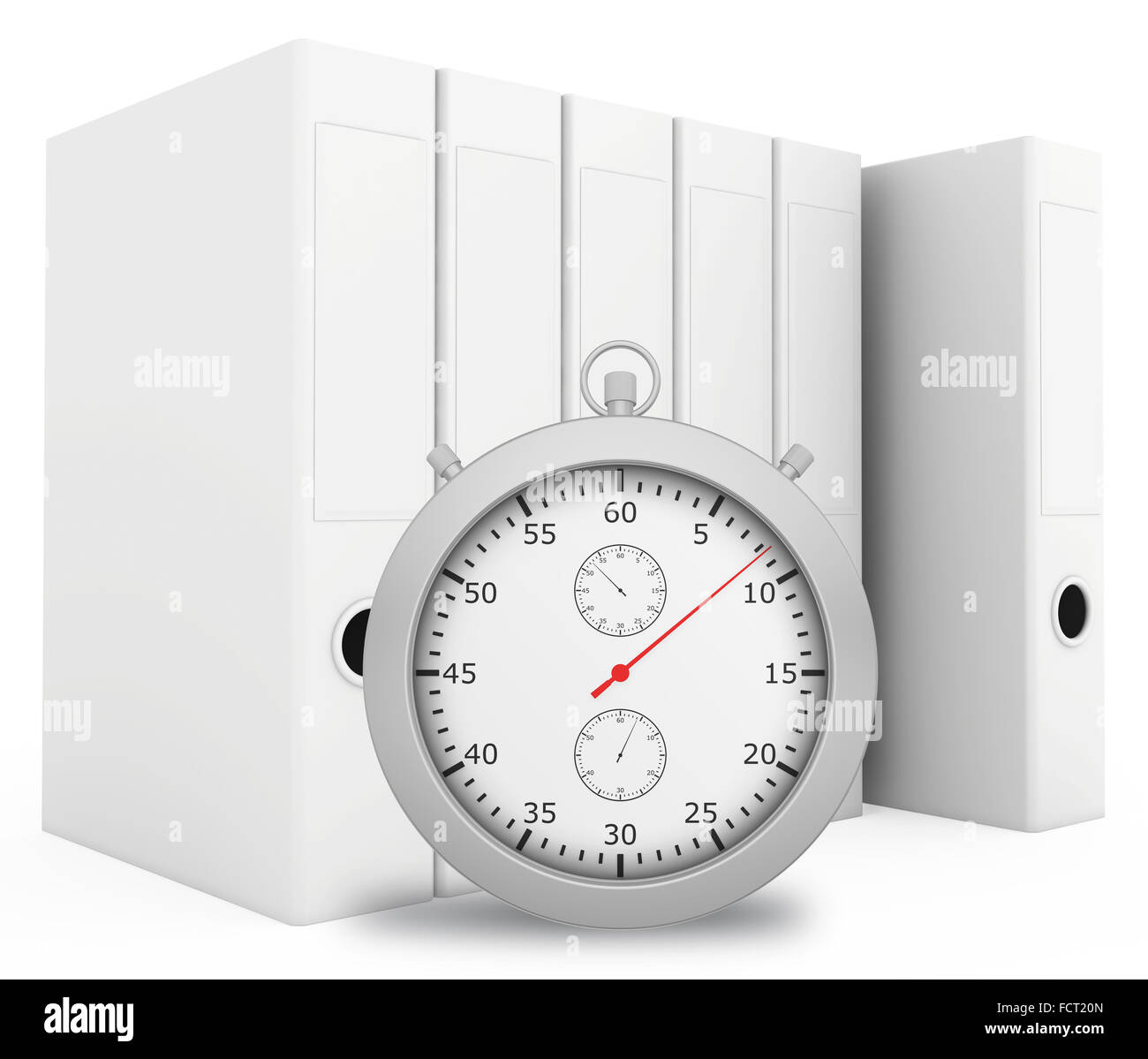 Office blank folder with stopwatch in front. White background Stock ...