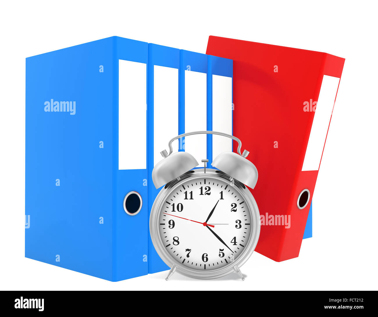 Office blank folder with alarm-clock in front. White background Stock ...