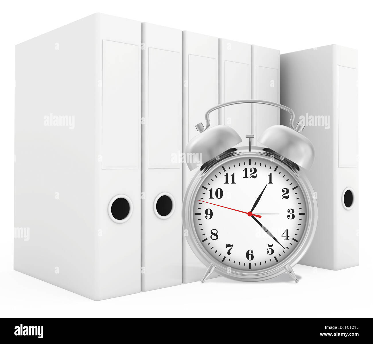 Office blank folder with alarm-clock in front. White background Stock ...