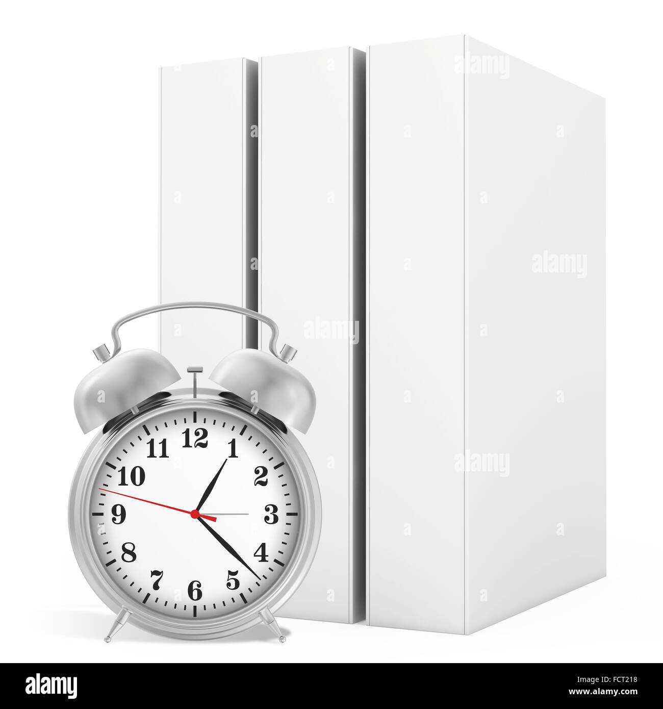 Office blank folder with alarm-clock in front. White background Stock ...