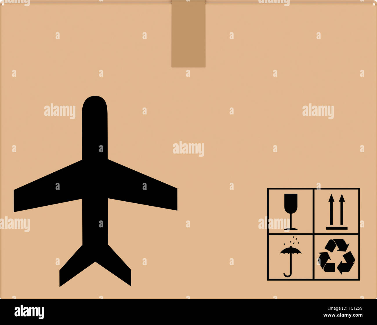 background cardboard box with plane icon Stock Photo - Alamy