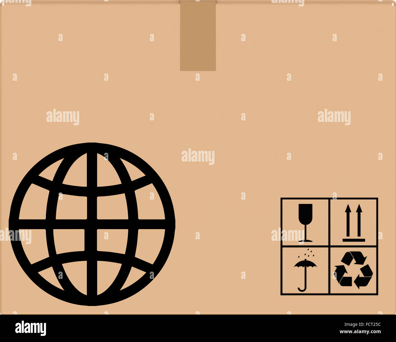 background cardboard box with globe icon Stock Photo - Alamy
