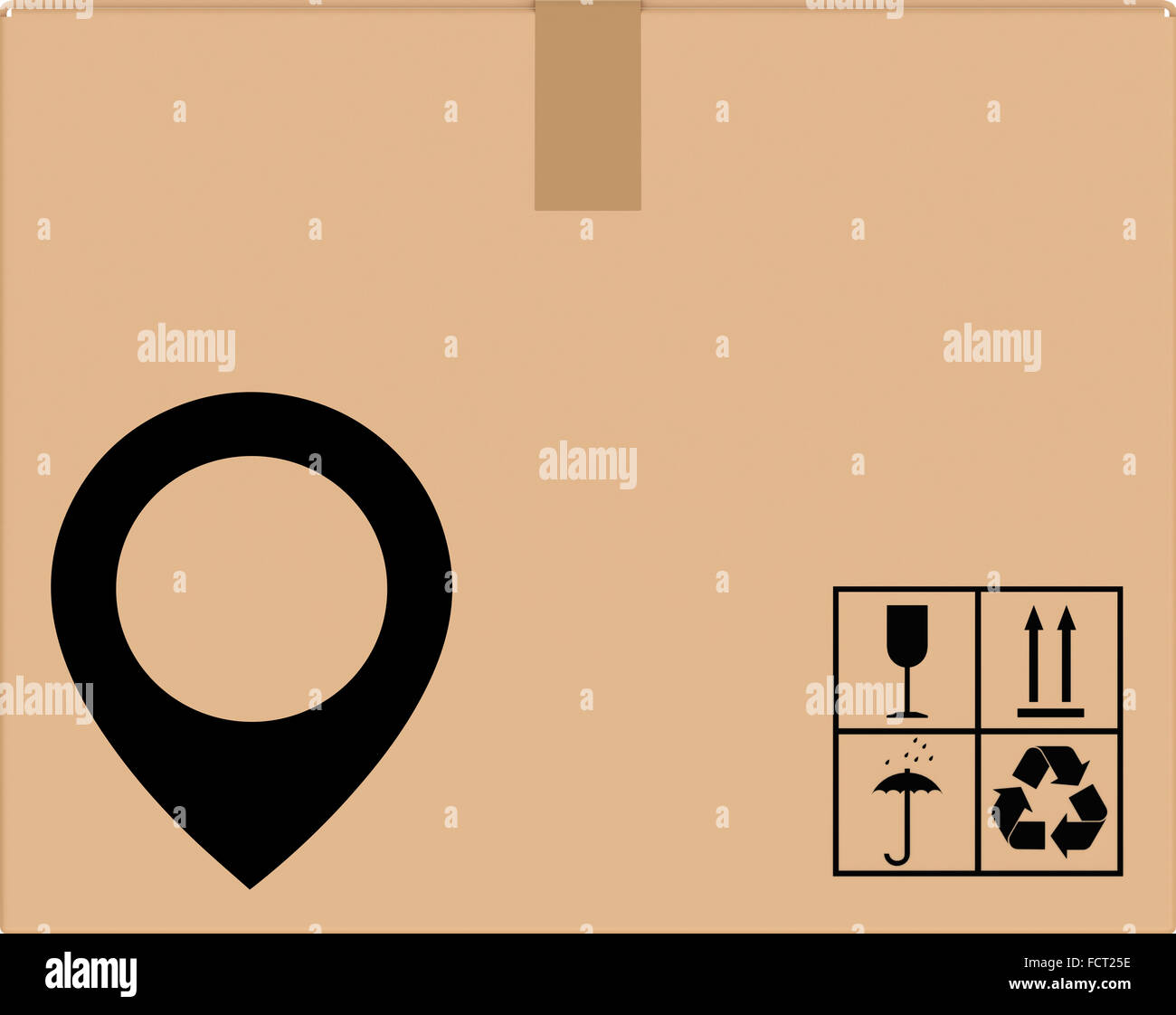 background cardboard box with location icon Stock Photo - Alamy