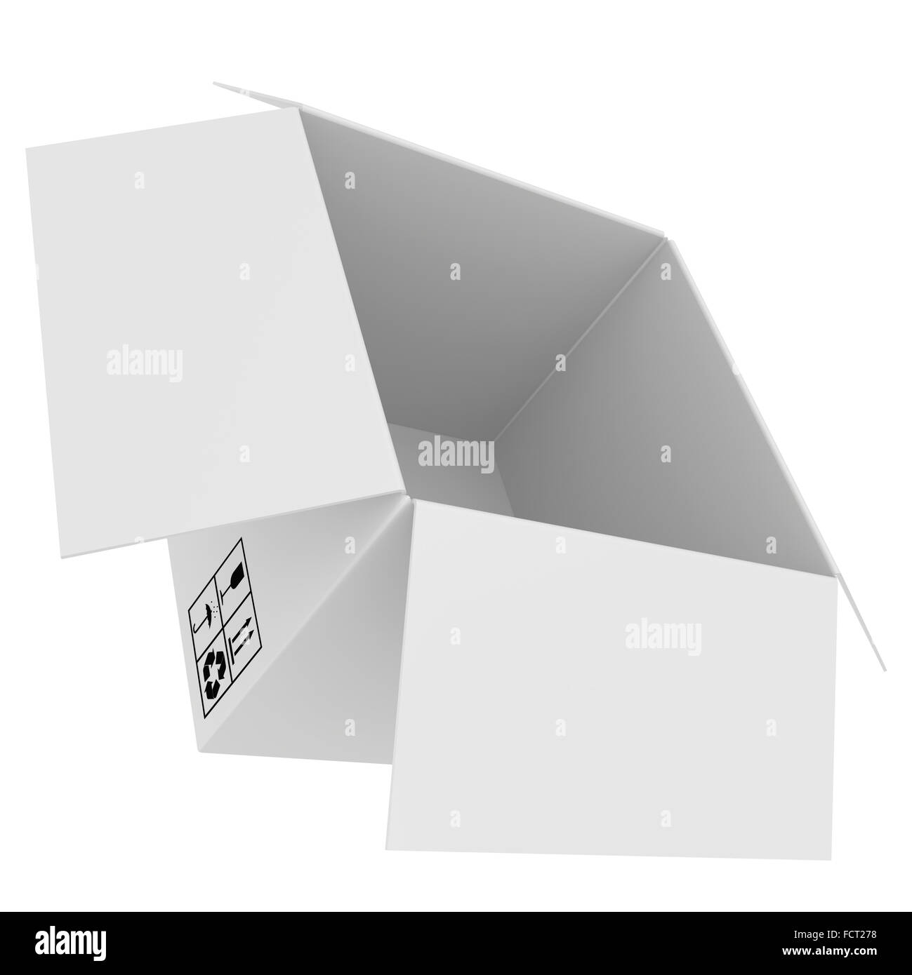 white cardboard boxes with special characters Stock Photo - Alamy