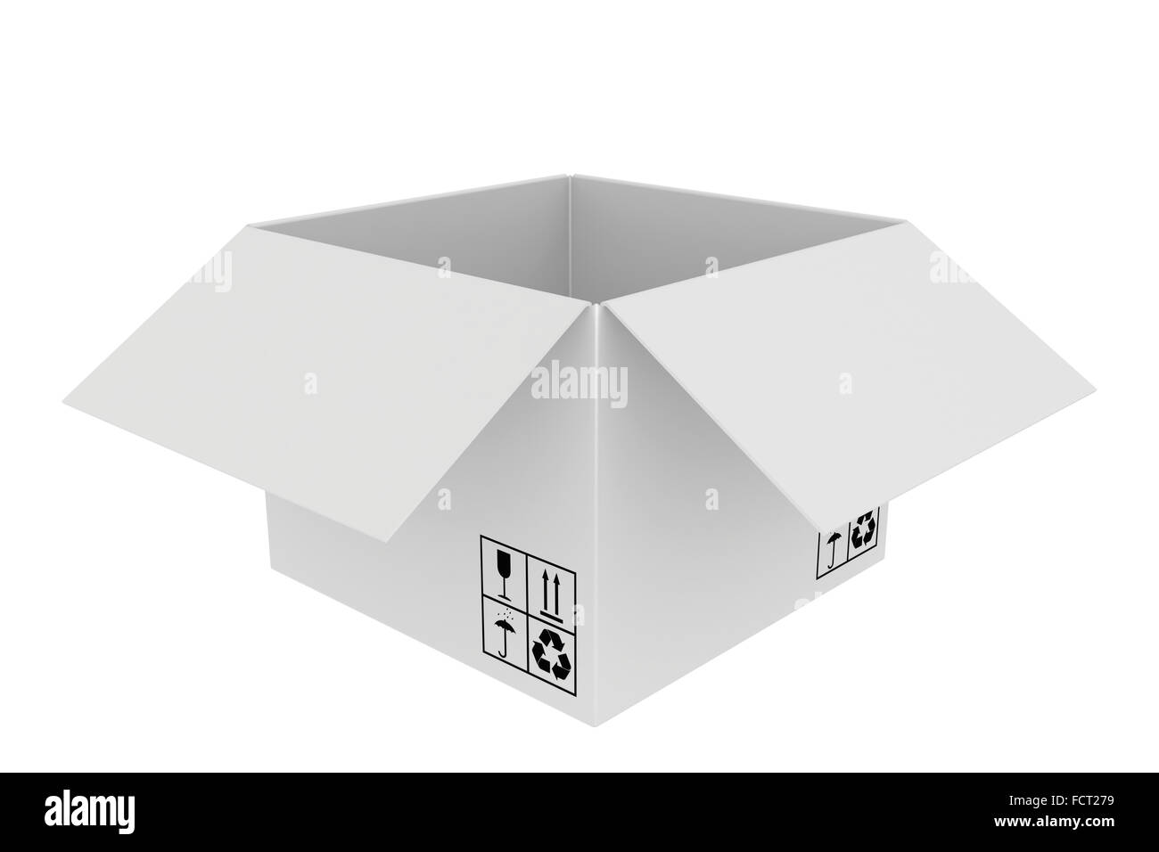 white cardboard boxes with special characters Stock Photo - Alamy