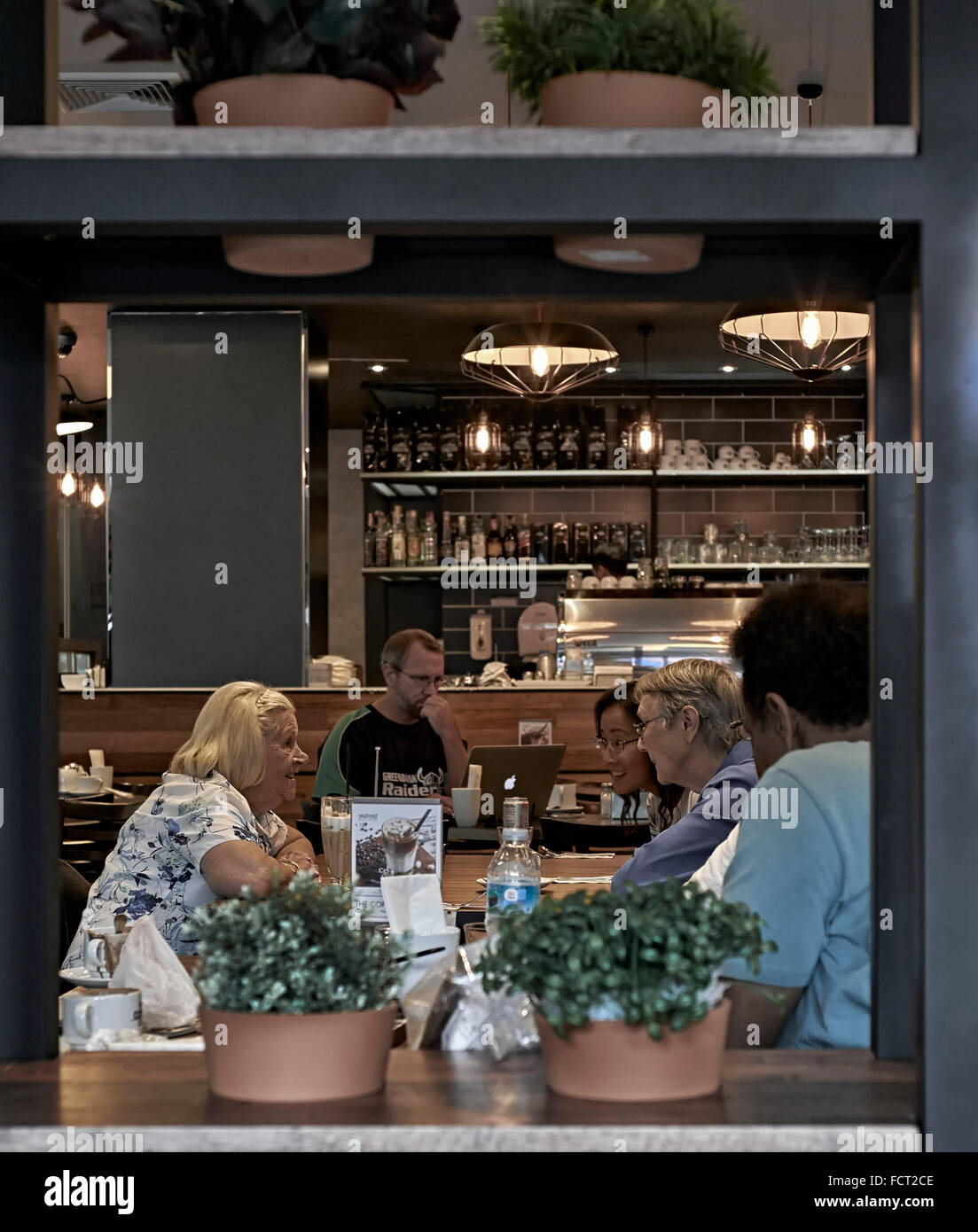Restaurant customers through the window Stock Photo - Alamy