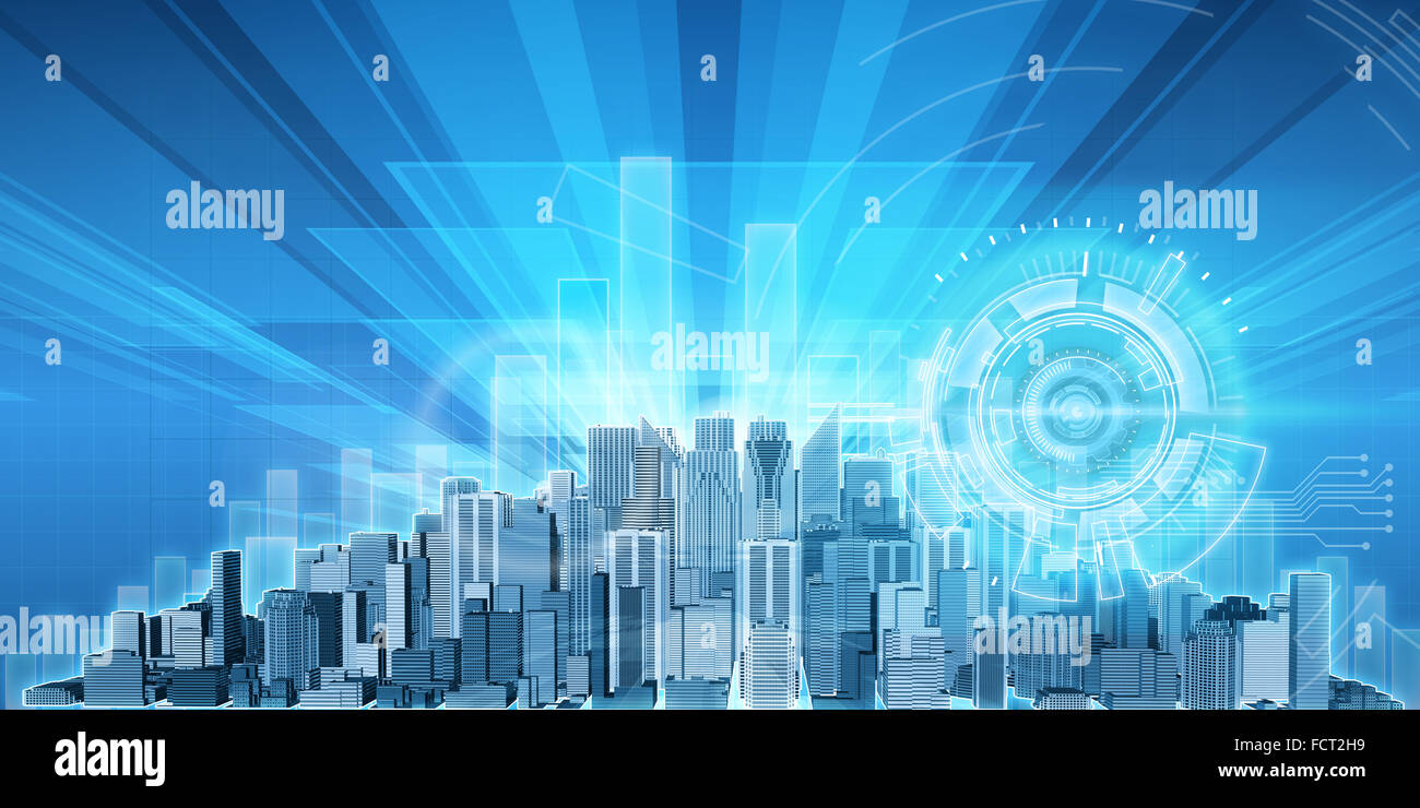 City's economy against background of card Stock Photo - Alamy