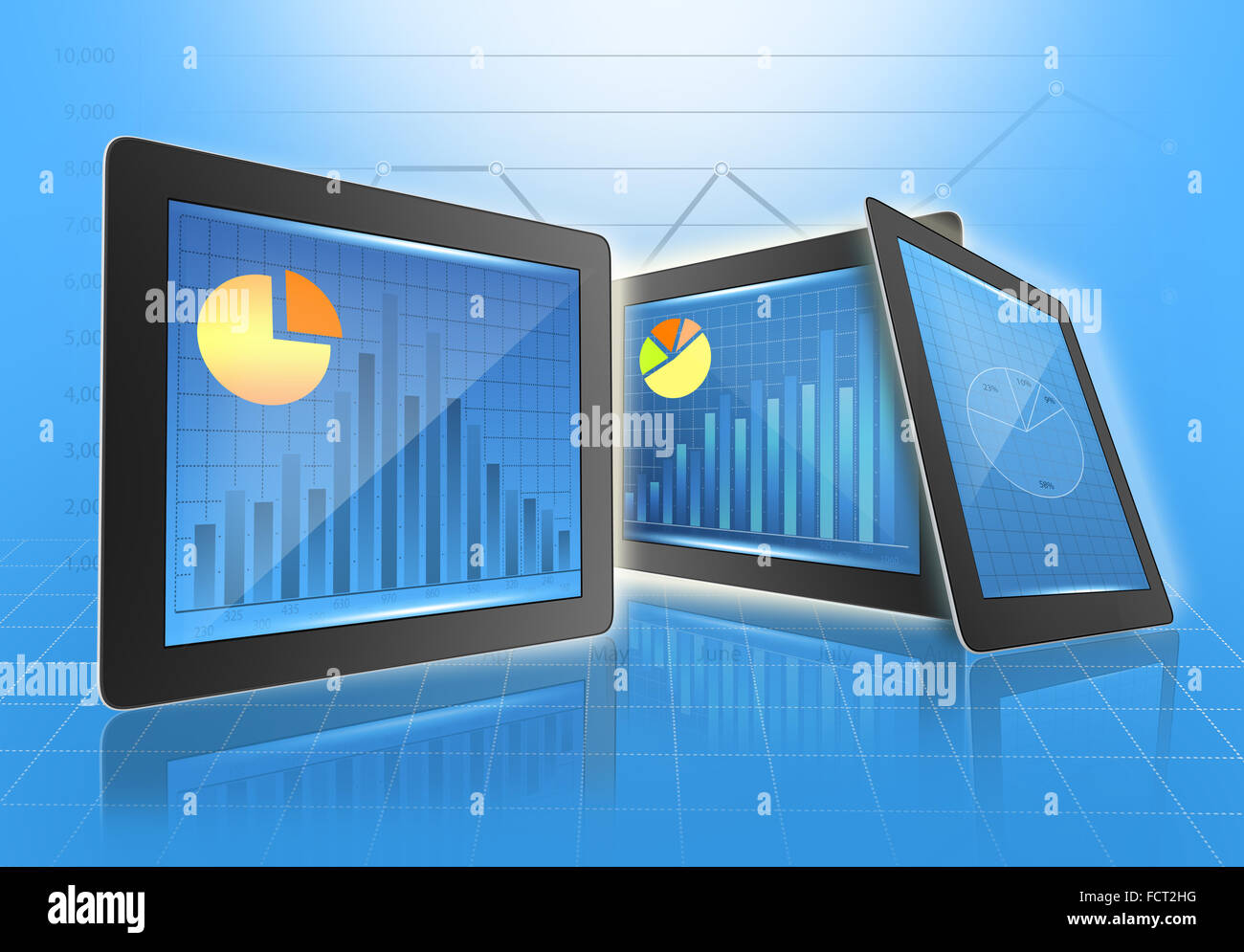 Several plates with abstract graphics on the screen Stock Photo - Alamy