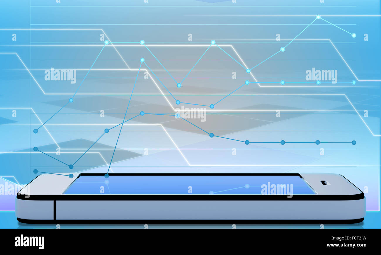 Graph of finance projected from the phone screen Stock Photo - Alamy