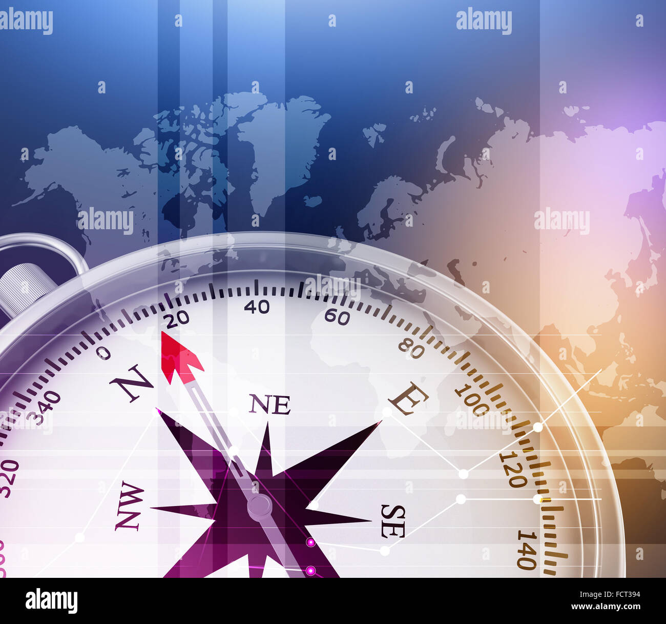 Abstract background with compass and world map Stock Photo - Alamy