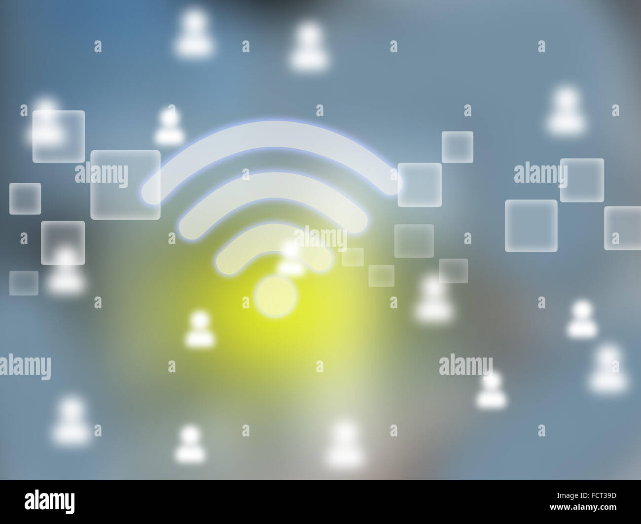 Abstract illustration with wi-fi icon and men Stock Photo - Alamy