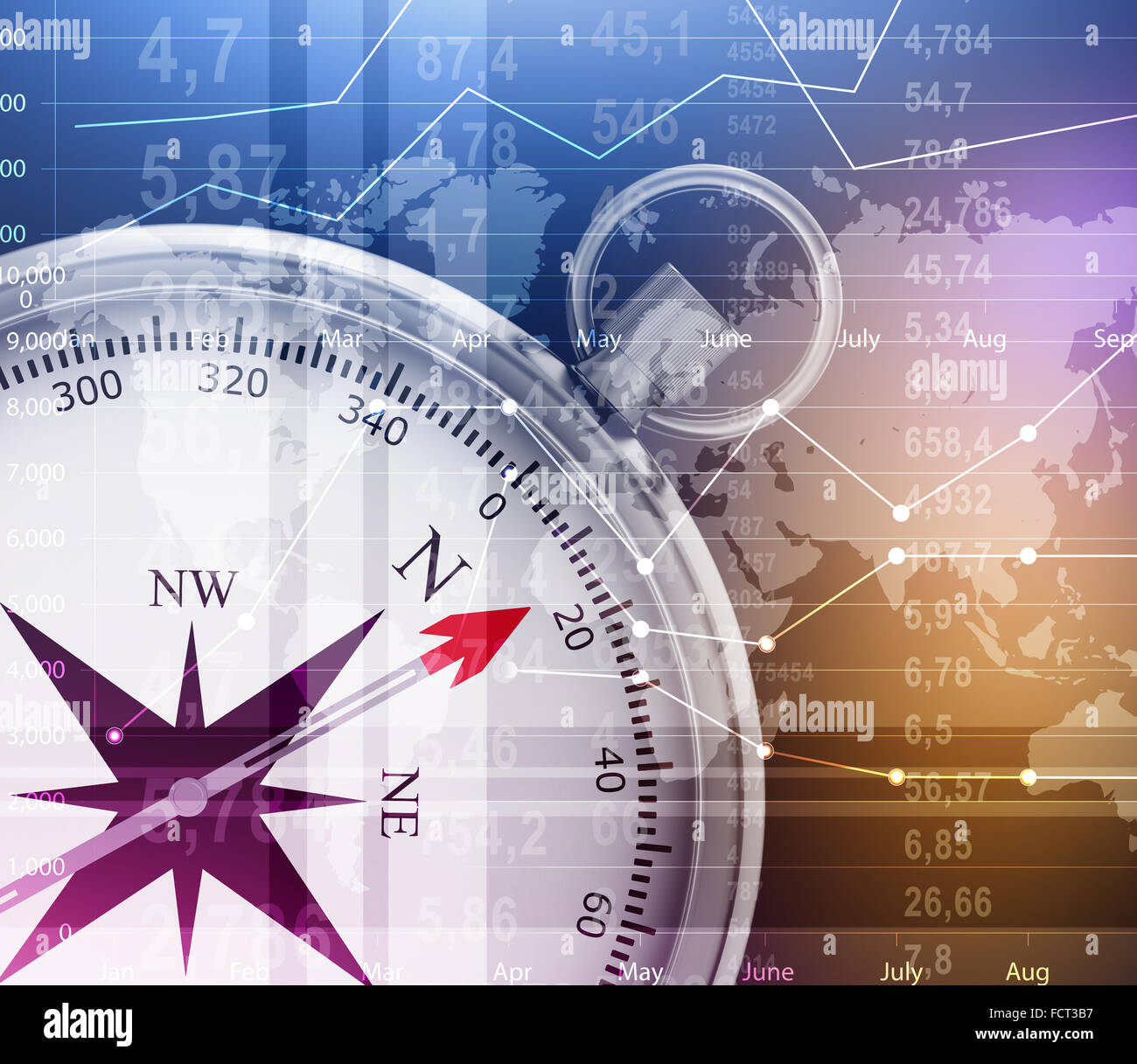 Abstract background with compass and world map Stock Photo - Alamy