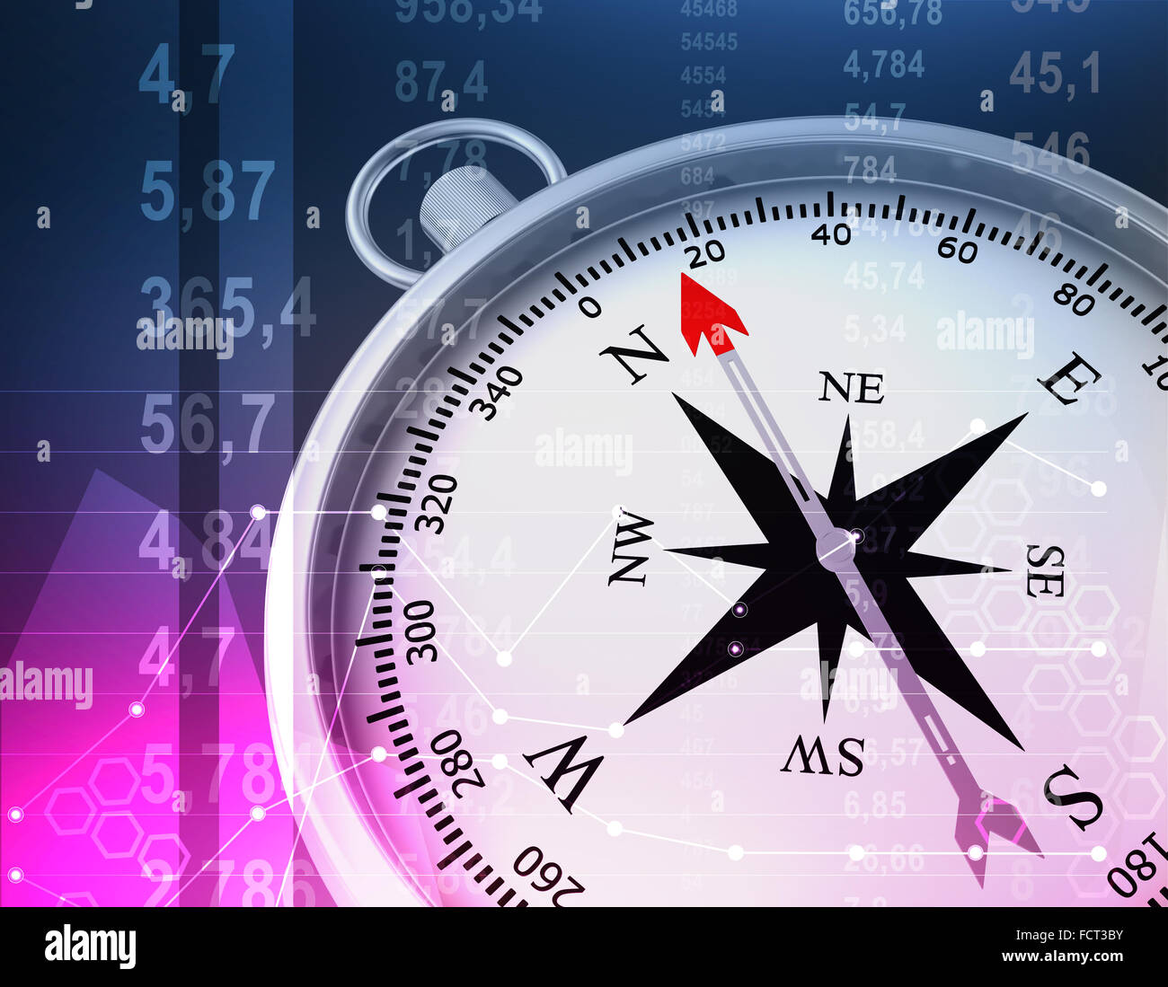 Abstract illustration with compass and random numbers Stock Photo - Alamy