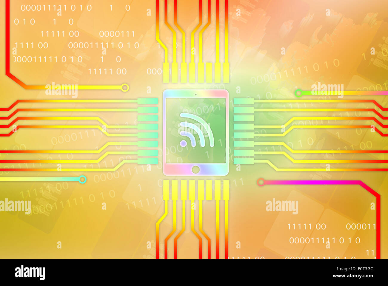 colorful lines chips aspiring to the center phone Stock Photo - Alamy