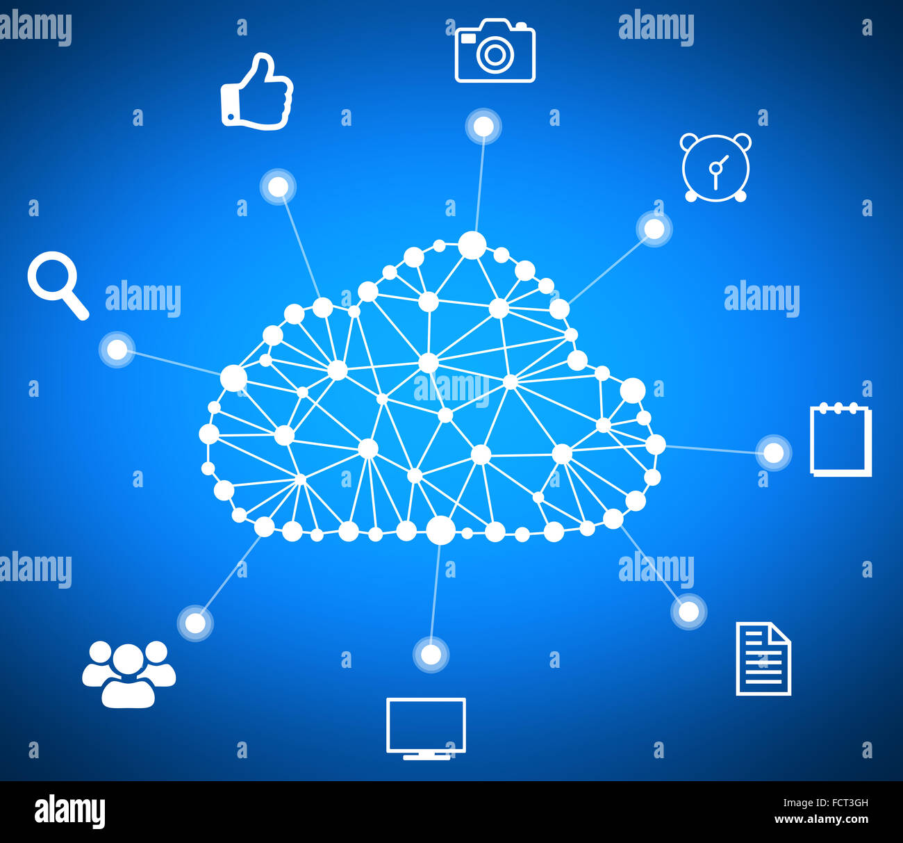Cloud computing computer data and icons around Stock Photo - Alamy