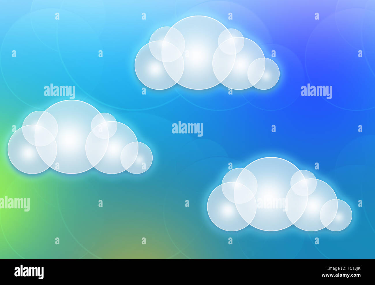 Floating glowing clouds icons on colorful background Stock Photo - Alamy