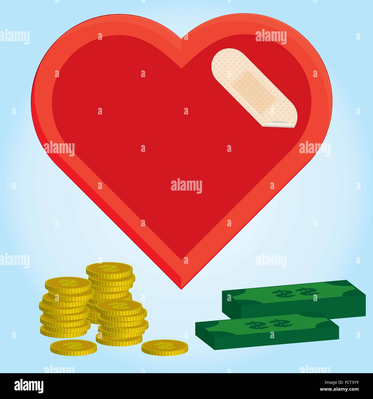 vector of healthy concept, heart vs money, isolated Stock Vector Image ...