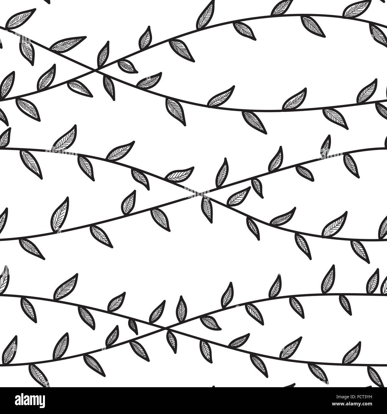 illustration of seamless background leaves, hand drawn Stock Vector ...