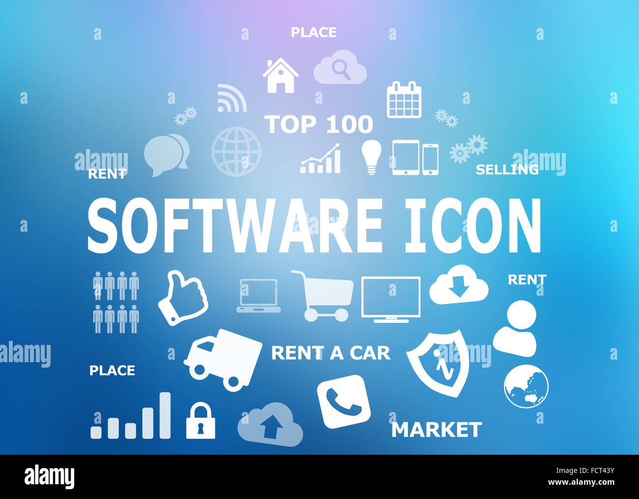 software diversity icons on blue background. Content creation tool ...