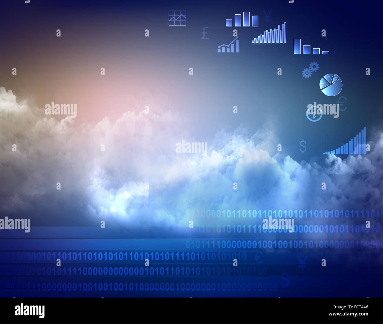 Abstract illustration with clouds icons financial orientation Stock ...