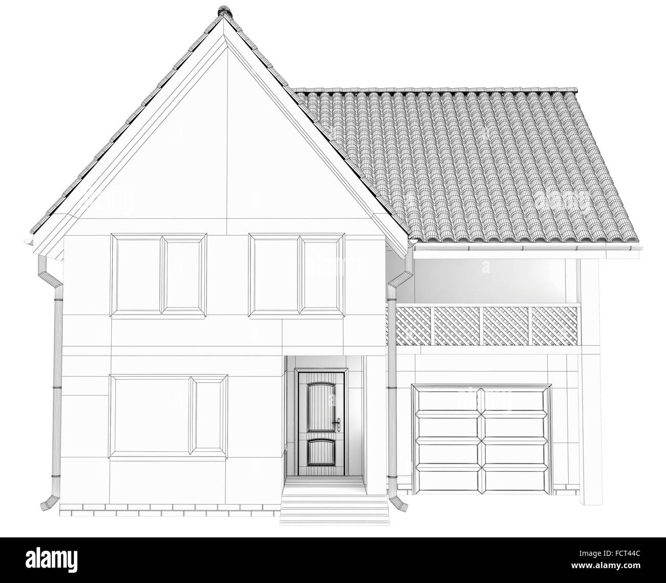 Wireframe 3D of building Stock Photo - Alamy