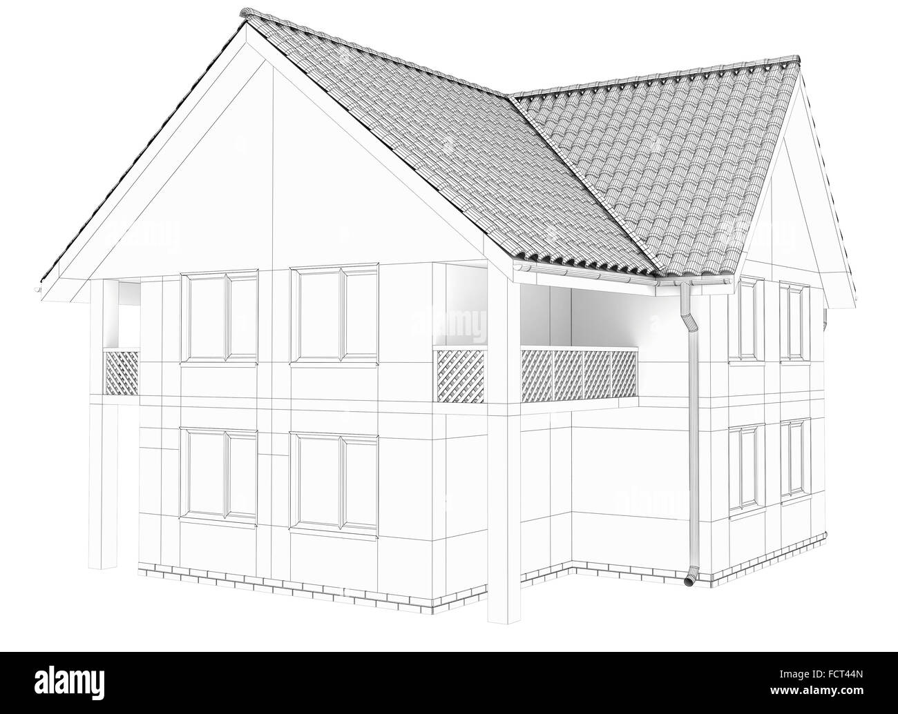 house wireframe technology. Isolated on white background Stock Photo ...