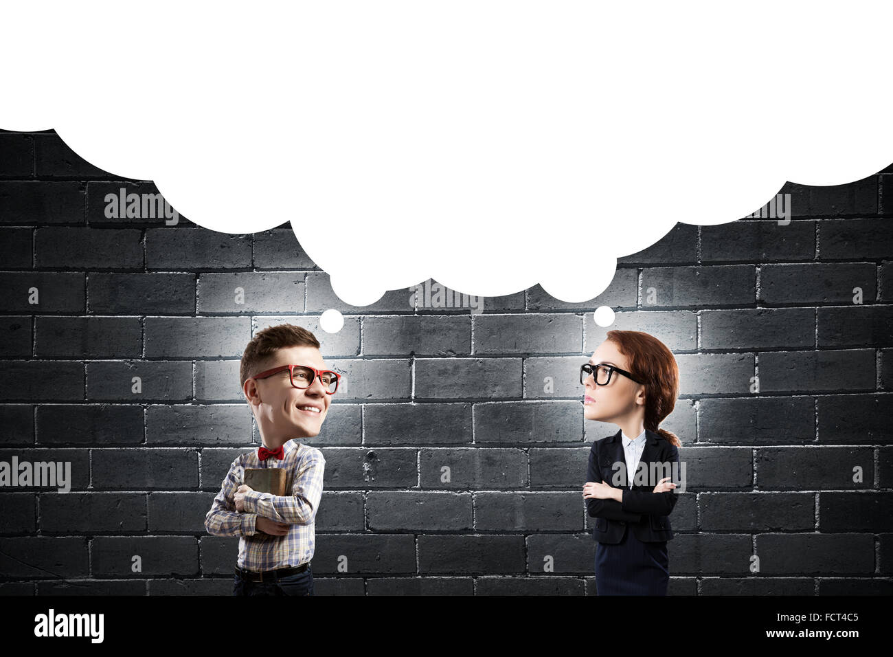 Funny big headed man in glasses with book in hands Stock Photo - Alamy