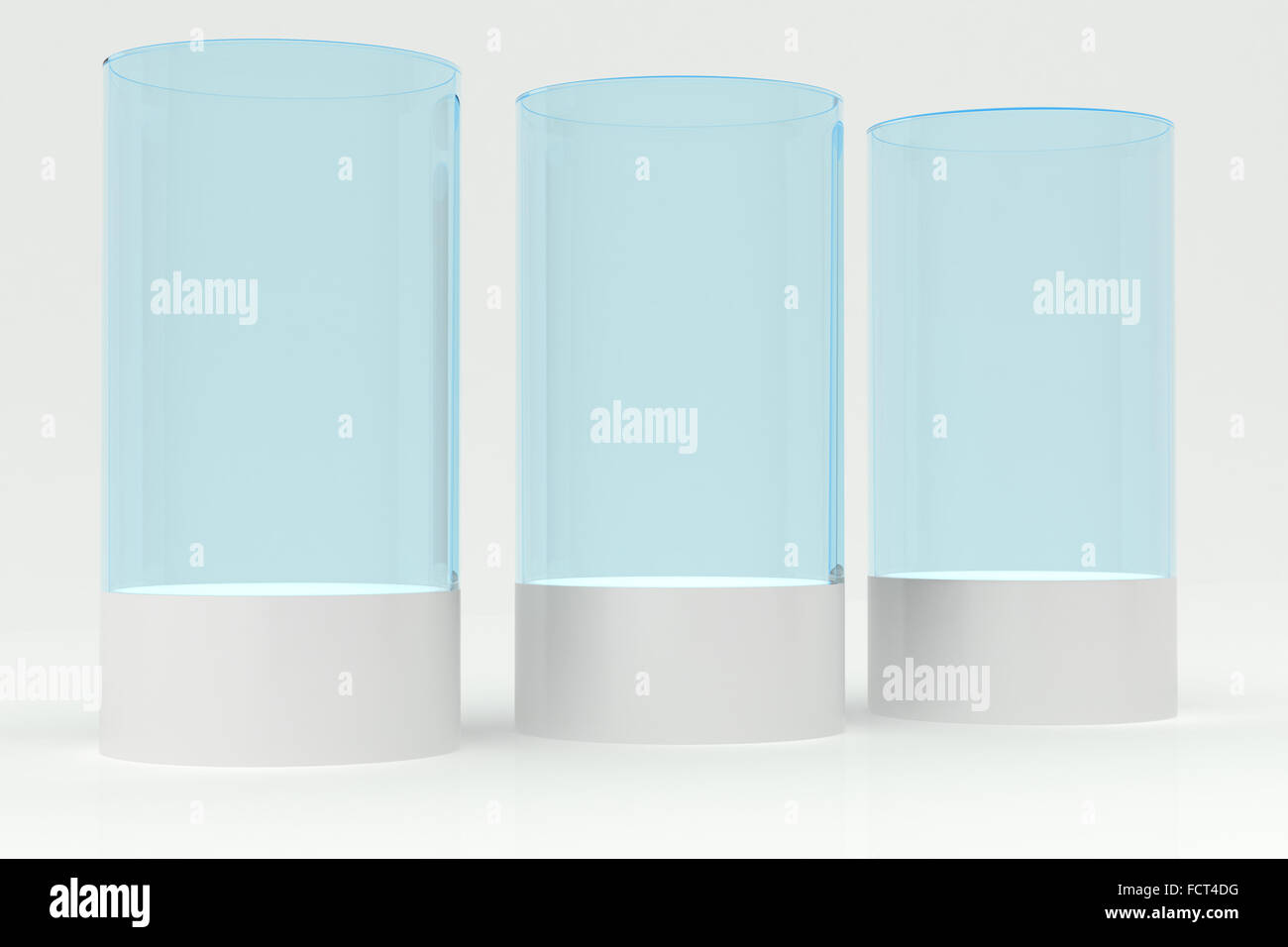 Blank round glass showcase exibition Stock Photo - Alamy