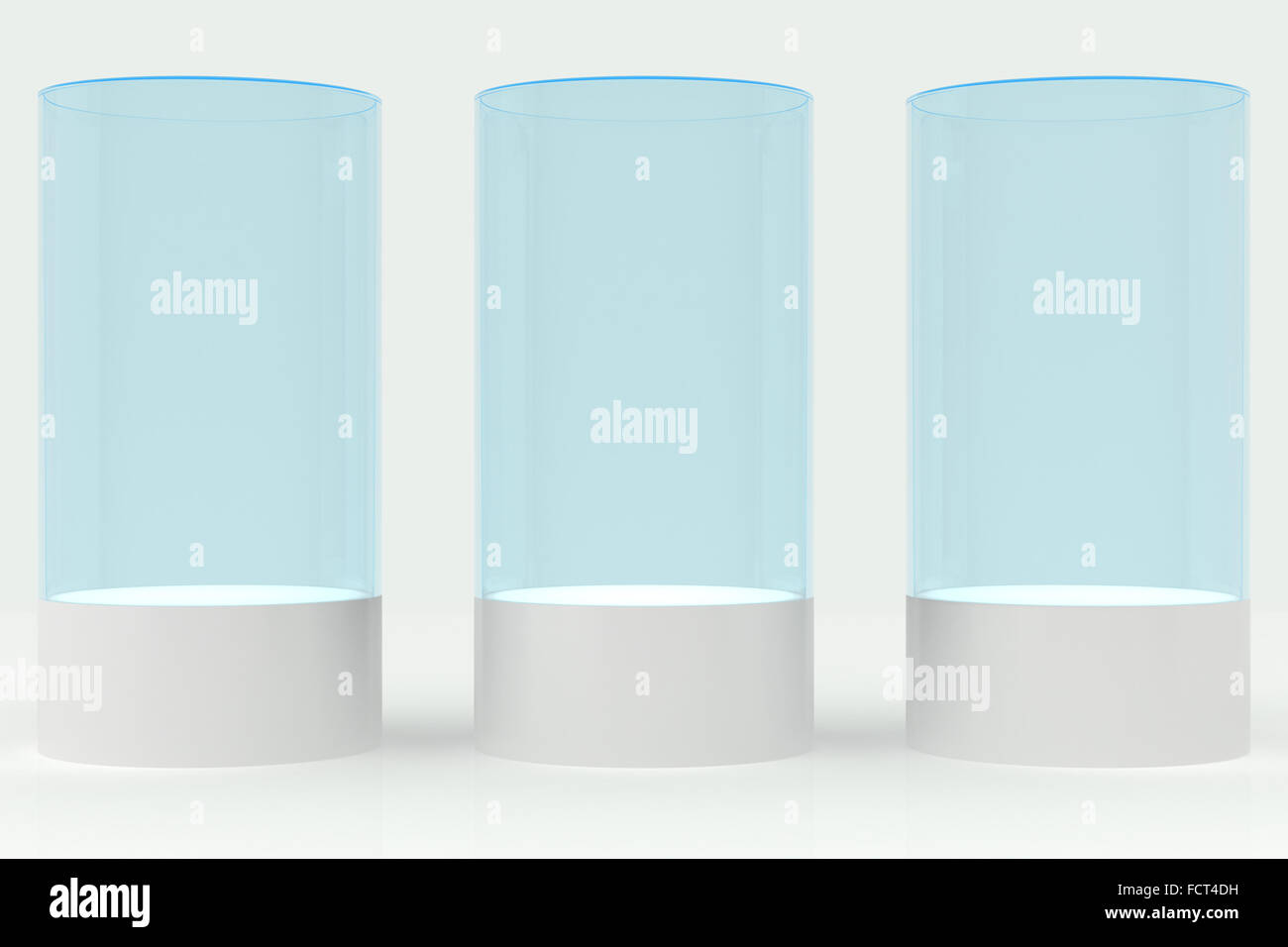 Blank round glass showcase exibition Stock Photo - Alamy