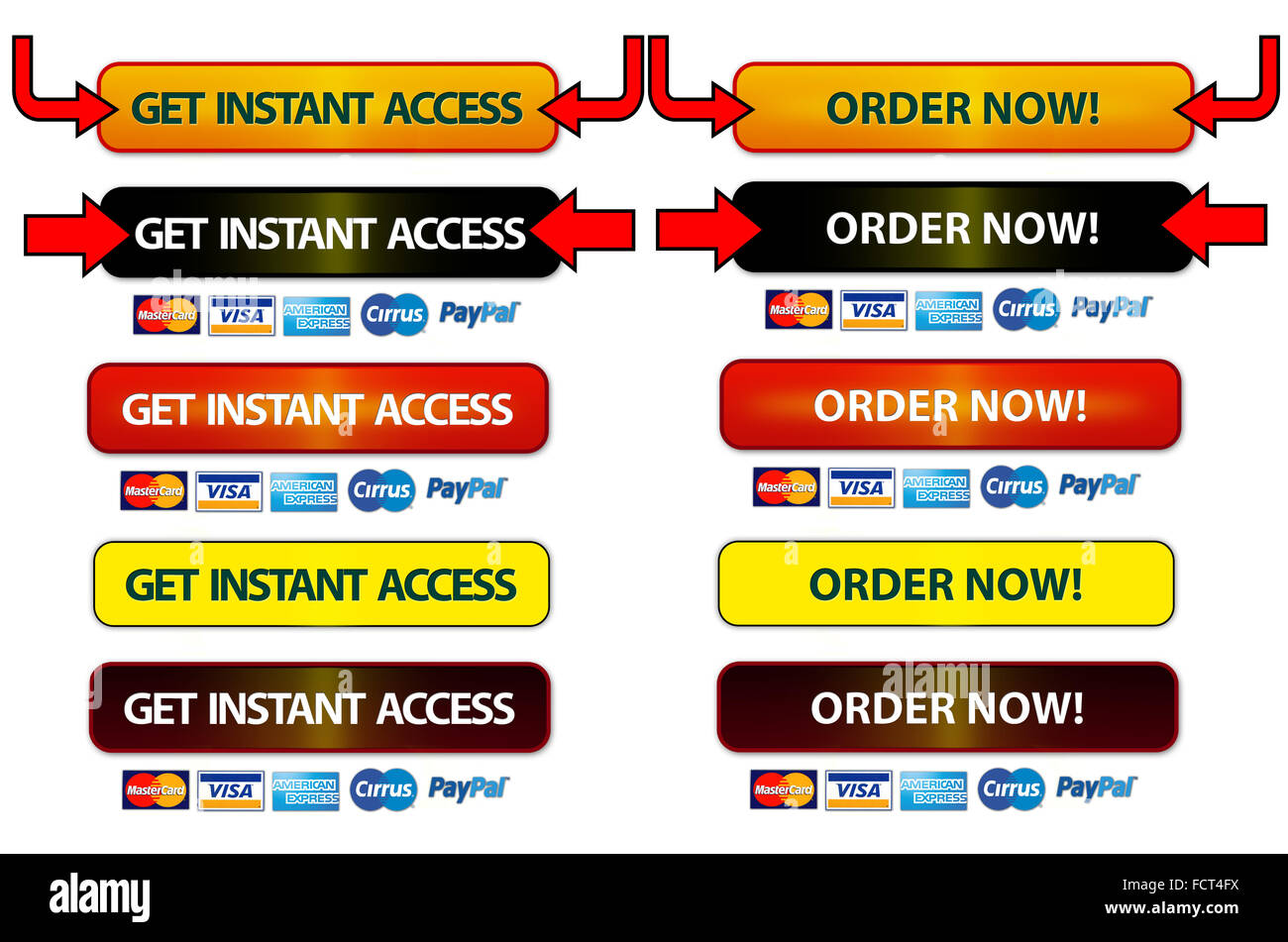 Order & Member Instant Access Buttons (Isolated on white background ...